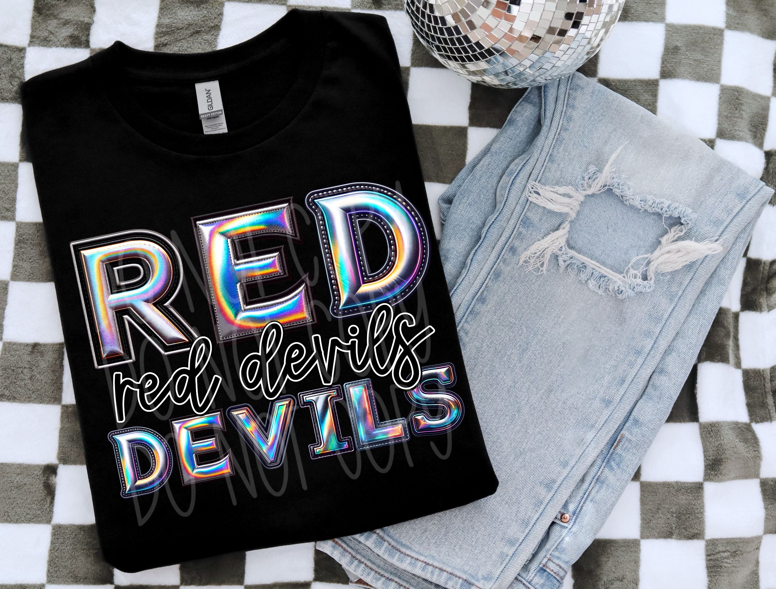 Red Devils Holographic School Spirit DTF Transfer – Wild & Wanted DTF ...